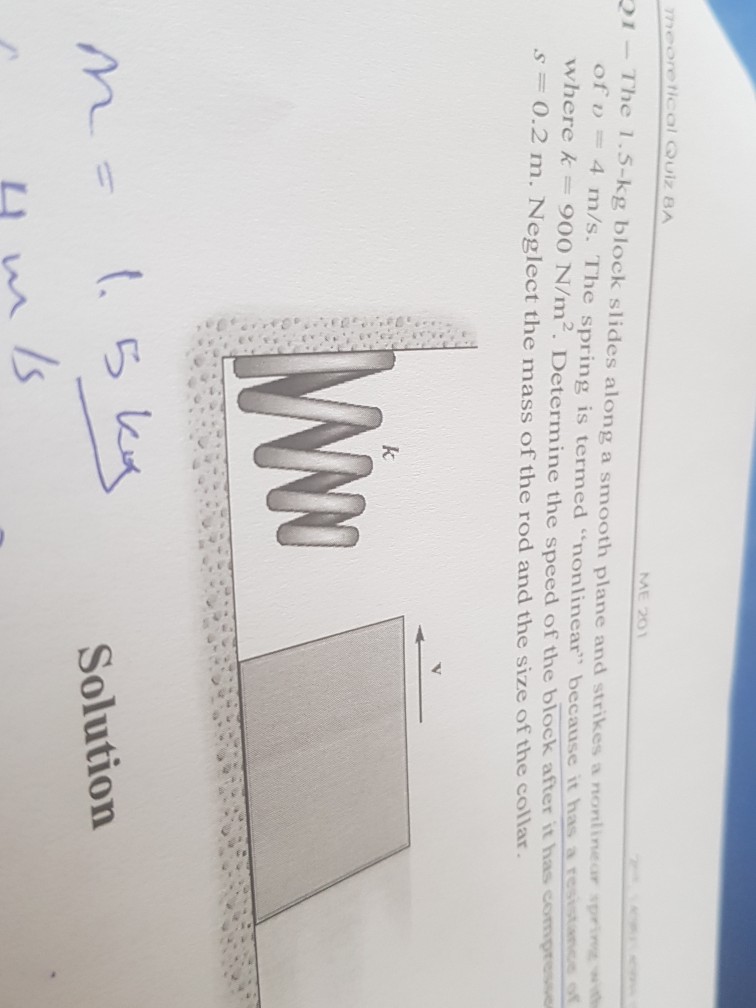 Solved ME 2O 1The 1.5-kg block slides along a smooth plane | Chegg.com