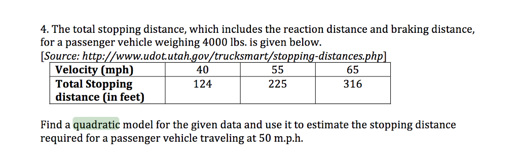 Solved The total stopping distance, which includes the | Chegg.com