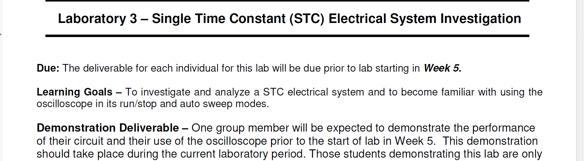 Solved Laboratory 3 - Single Time Constant (STC) Electrical | Chegg.com