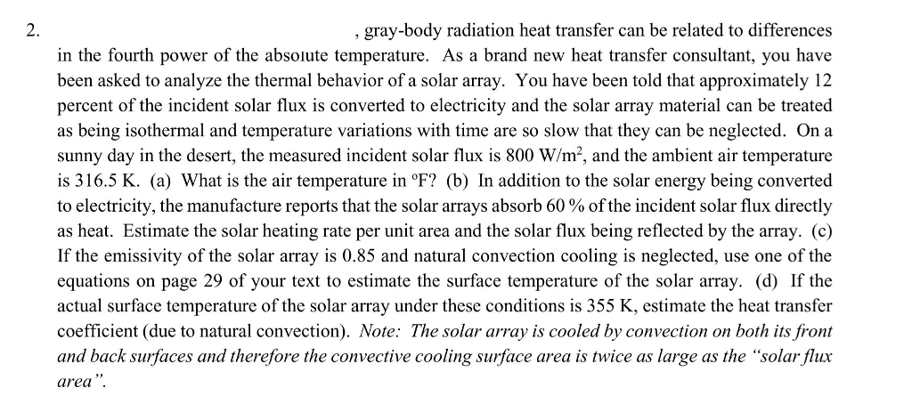 2. gray-body radiation heat transfer can be related | Chegg.com