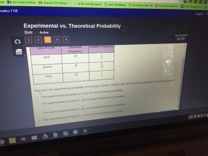 Solved: Experimental Vs. Theoretical Probability Quiz Acti... | Chegg.com