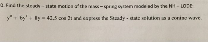 Solved Find the steady - state motion of the mass - spring | Chegg.com
