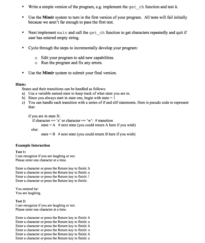 Solved: Implement An FSM That Can Recognize Simple Pattern... | Chegg.com