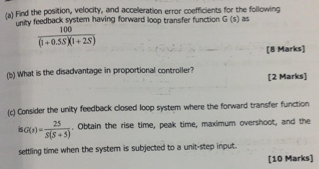 Find the position, velocity, and acceleration error | Chegg.com