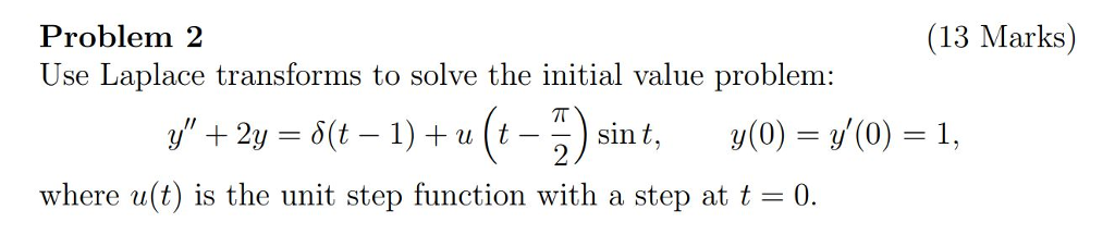 Solved Problem 2 Use Laplace transforms to solve the initial | Chegg.com