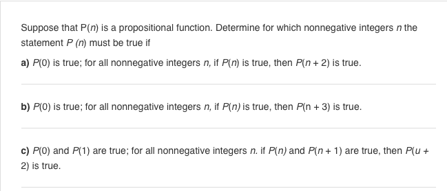 Solved Suppose that P(n) is a propositional function. | Chegg.com