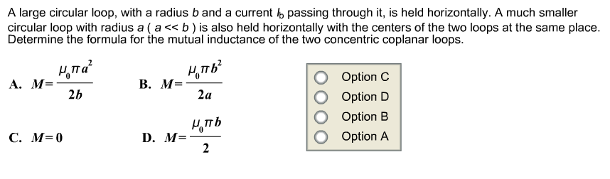Solved A large circular loop, with a radius b and a current | Chegg.com