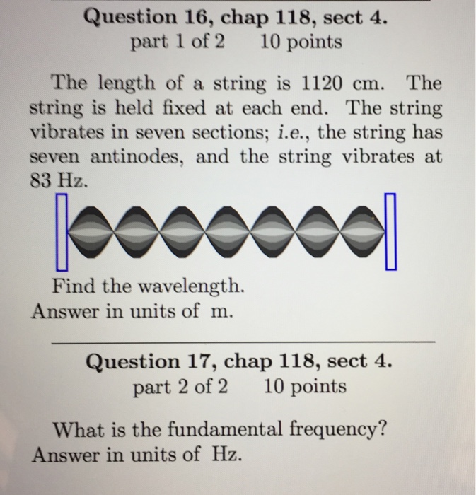 Solved The length of a string is 1120 cm. The string is held | Chegg.com