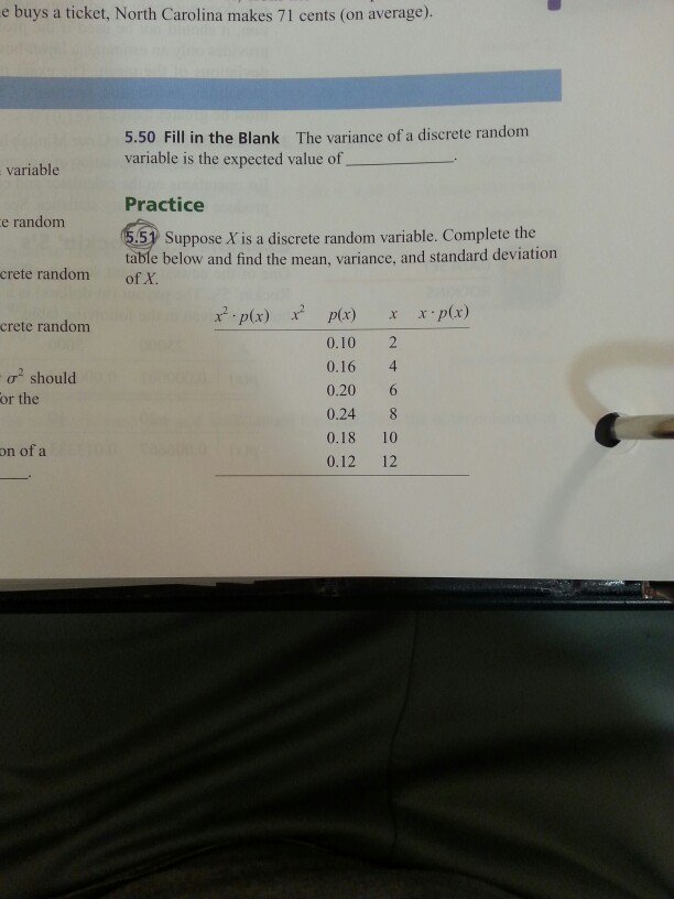 Solved The variance of a discrete random variable is the | Chegg.com