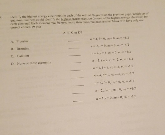 Solved . Identify the highest energy electron(s) in each of | Chegg.com