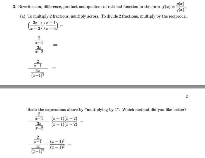 Solved p(z) 3. Rewrite sum, difference, product and quotient | Chegg.com