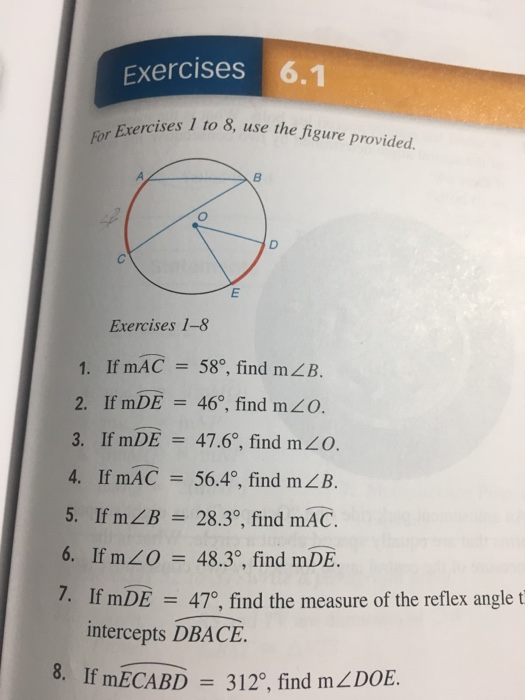 Solved Use figure provided. If mAC = 58 degree, find m | Chegg.com