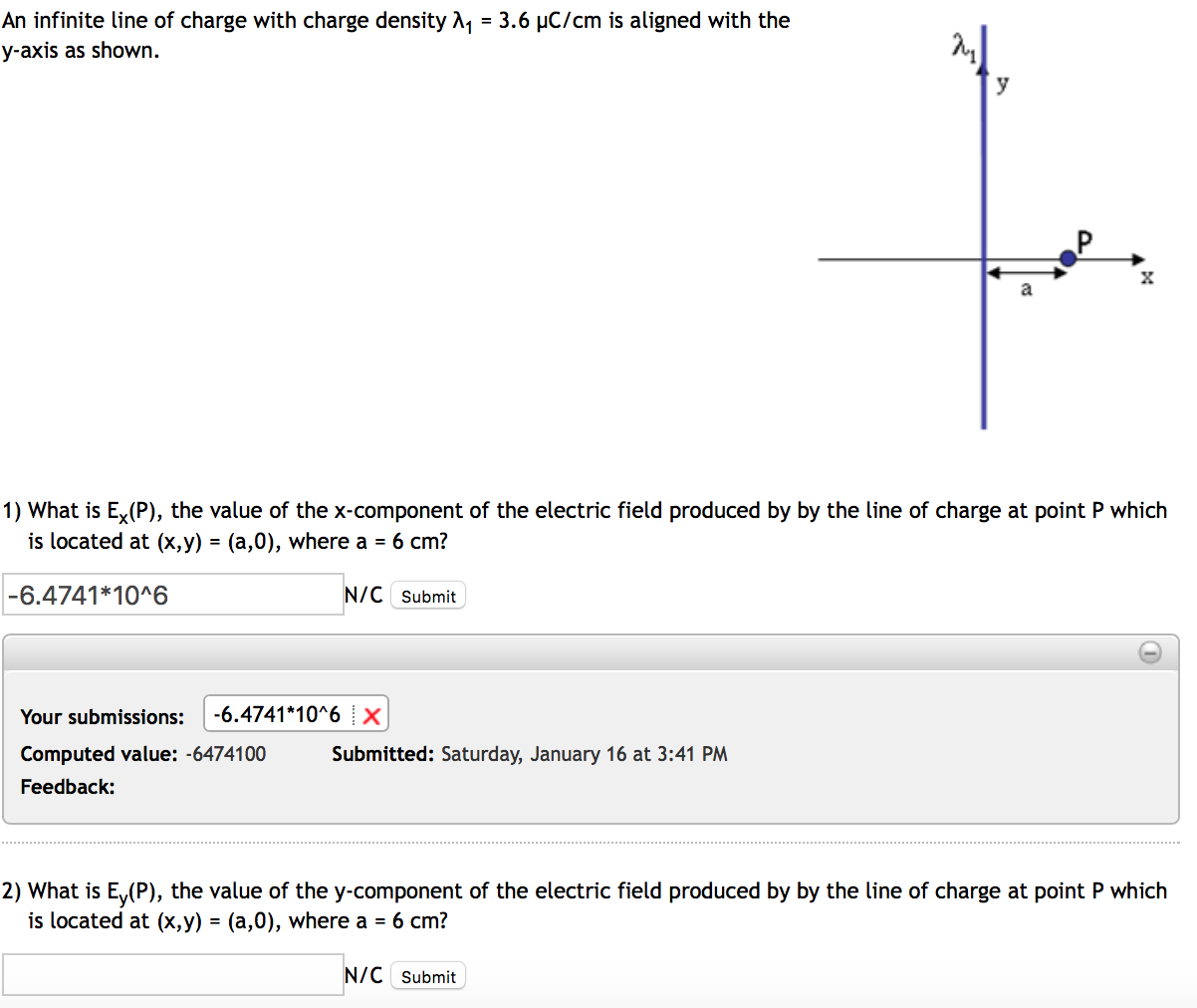 Solved An infinite line of charge with charge density ?1 = | Chegg.com