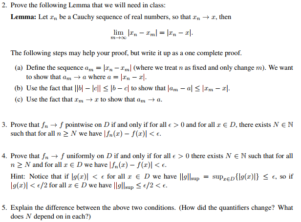 Solved 2. Prove the following Lemma that we will need in | Chegg.com