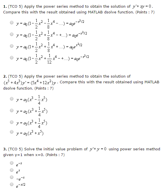 Solved Apply the power series method to obtain the solution | Chegg.com
