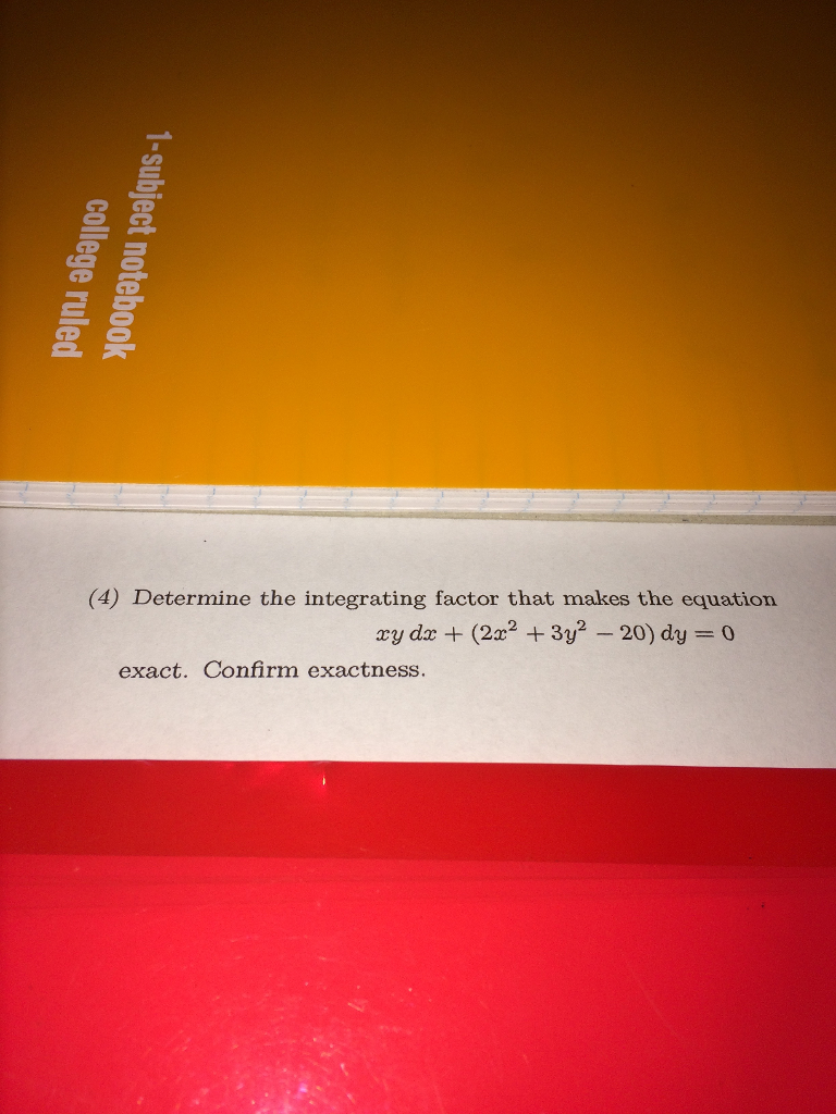 Solved Determine the integrating factor that makes the | Chegg.com