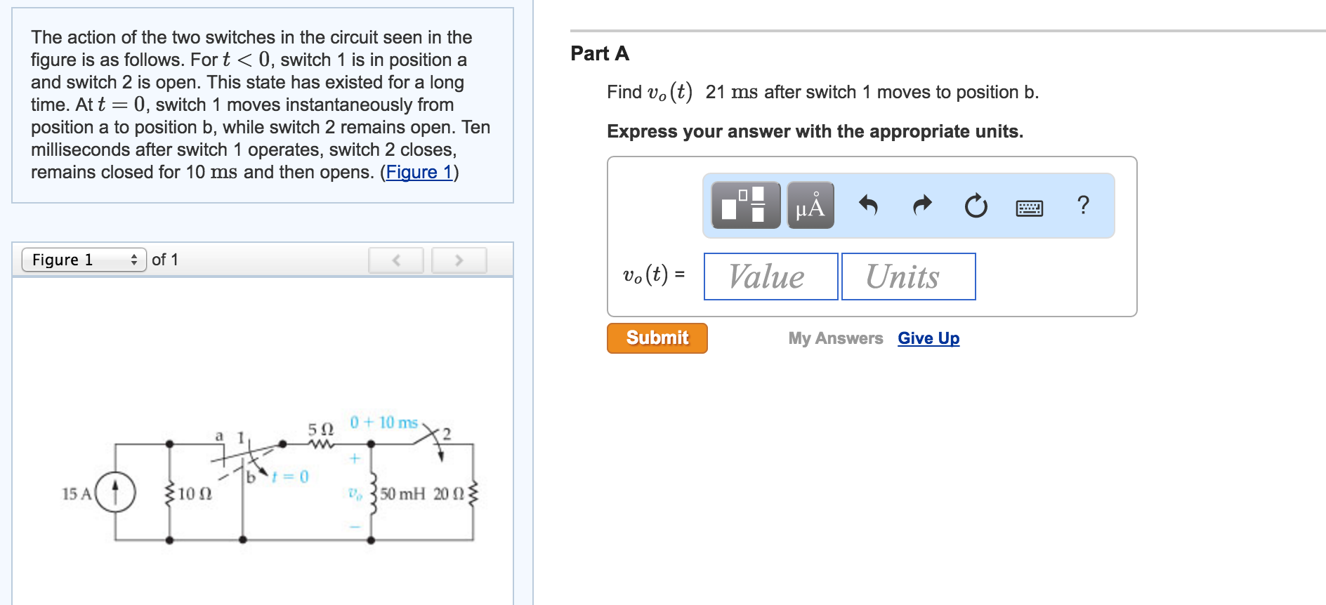 Solved The action of the two switches in the circuit seen in | Chegg.com