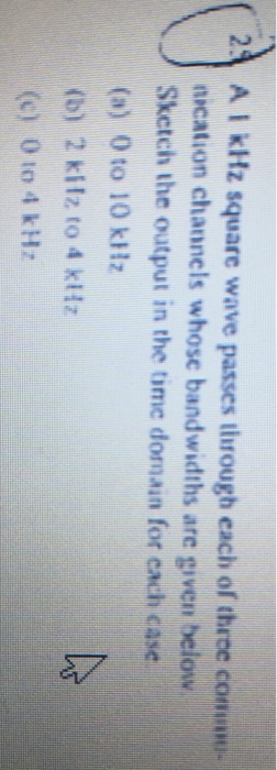 Solved A 1 kHz square wave passes through each of three | Chegg.com