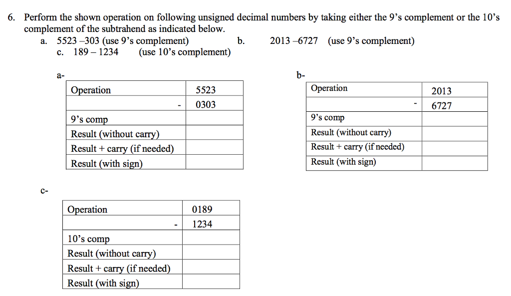 Solved Perform The Shown Operation On Following Unsigned