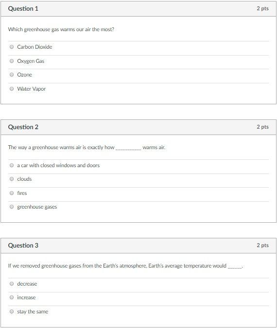 Solved Question 1 Which greenhouse gas warms our air the | Chegg.com