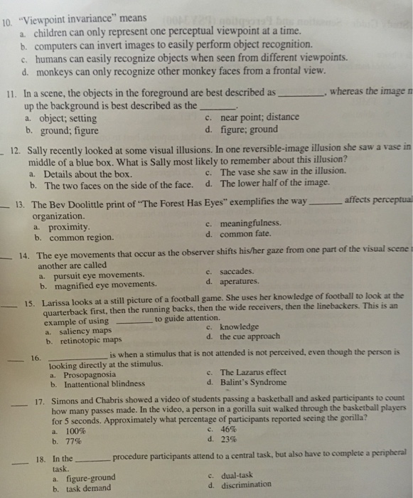 Solved "Viewpoint invariance" means children can only | Chegg.com