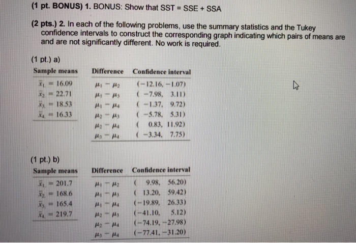 Solved In each of the following problems, use the summary | Chegg.com