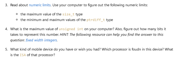 Solved 3. Read about numeric limits. Use your computer to | Chegg.com
