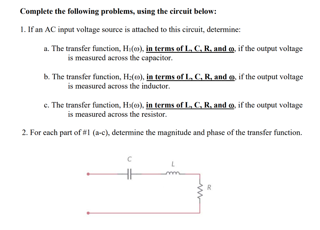 Solved Complete the following problems, using the circuit | Chegg.com