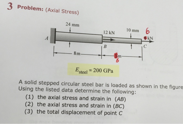 Solved A solid stepped circular steel bar is loaded as shown | Chegg.com