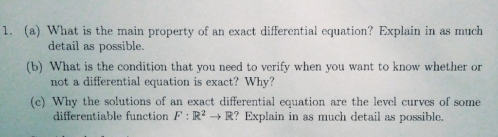 Solved (a) What is the main property of an exact | Chegg.com