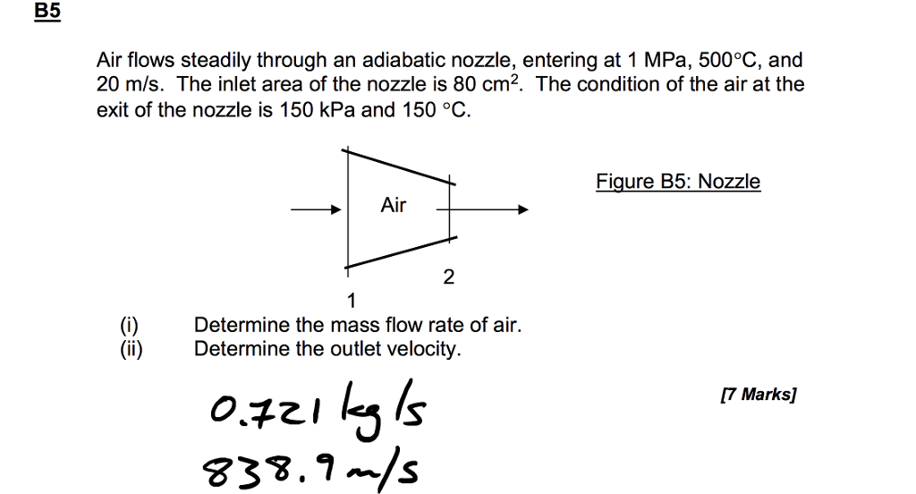 Solved B5 Air flows steadily through an adiabatic nozzle, | Chegg.com
