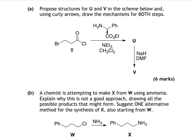 Solved Propose structures for U and V in the scheme below | Chegg.com