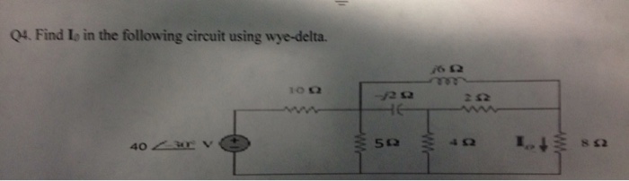 Solved Find I_0 in the following circuit using wye-delta. | Chegg.com