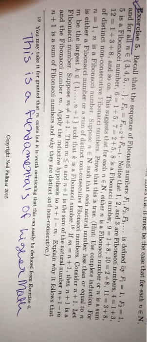 Solved That the sequence of Fibonacci numbers F,, F2. F3,. . | Chegg.com