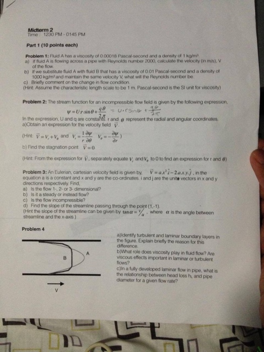 Solved Fluid A has a viscosity of 0.00018 Pascal-second and | Chegg.com