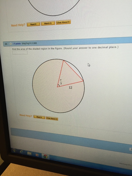 Solved find the area of the shaded region in the figure | Chegg.com