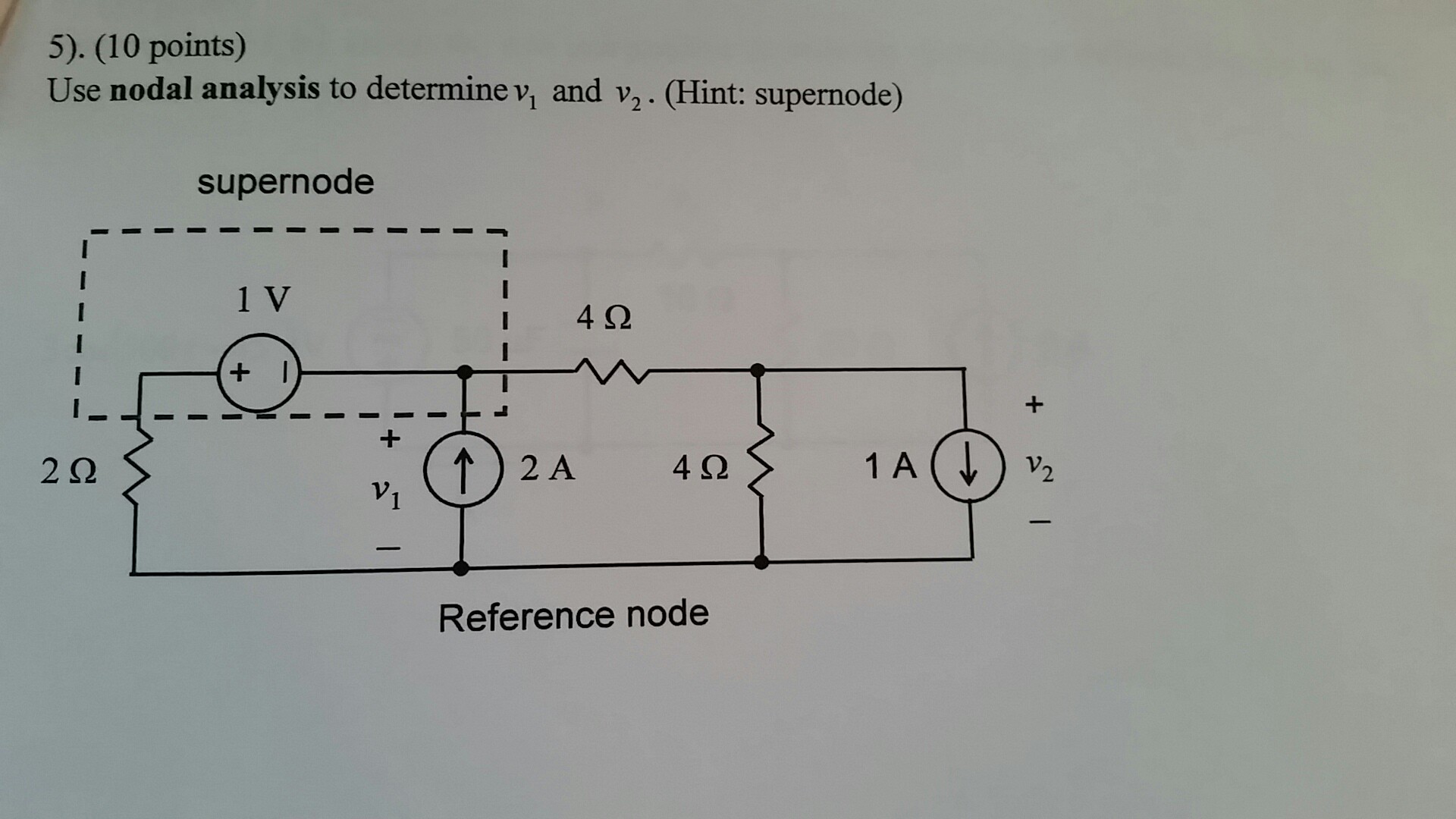 Solved 5). (10 points) Use nodal analysis to determine v, | Chegg.com