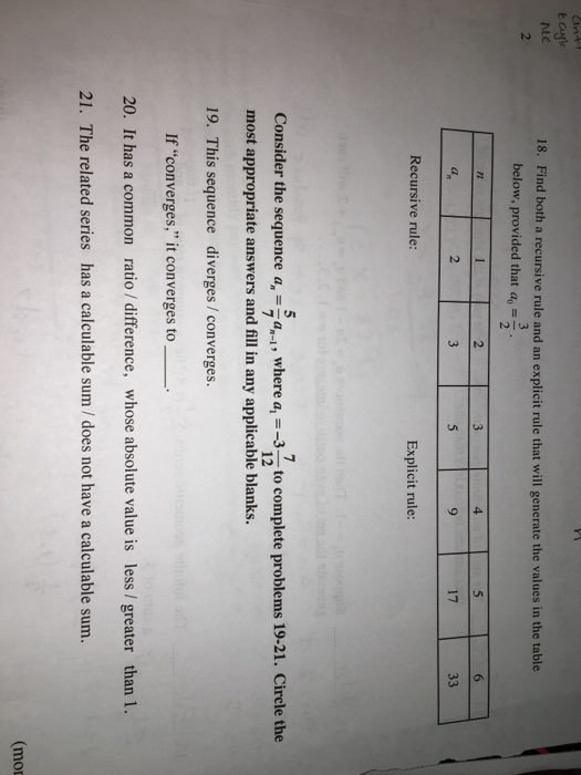 Find both a recursive rule and an explicit rule that | Chegg.com