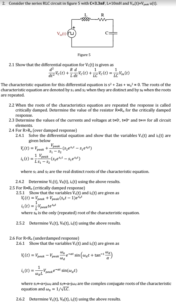 Solved Consider the series RLC circuit in figure 5 with C = | Chegg.com