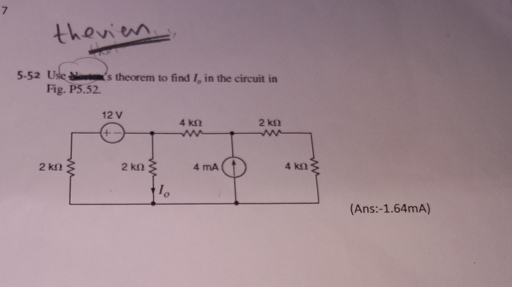 Solved Use theorem to find I_o in the circuit in Fig.P5.52. | Chegg.com