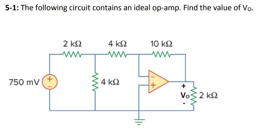 Solved 5-1: The following circuit contains an ideal op-amp. | Chegg.com