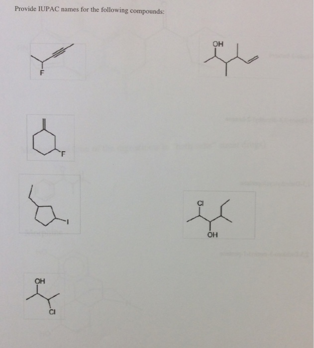Solved Provide IUPAC names for the following compounds: | Chegg.com
