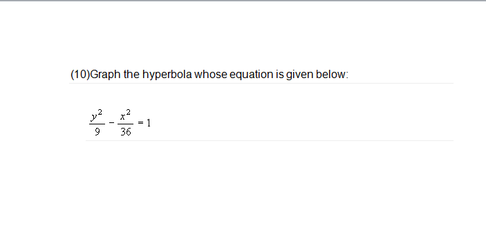 Solved Graph the hyperbola whose equation is given below: | Chegg.com