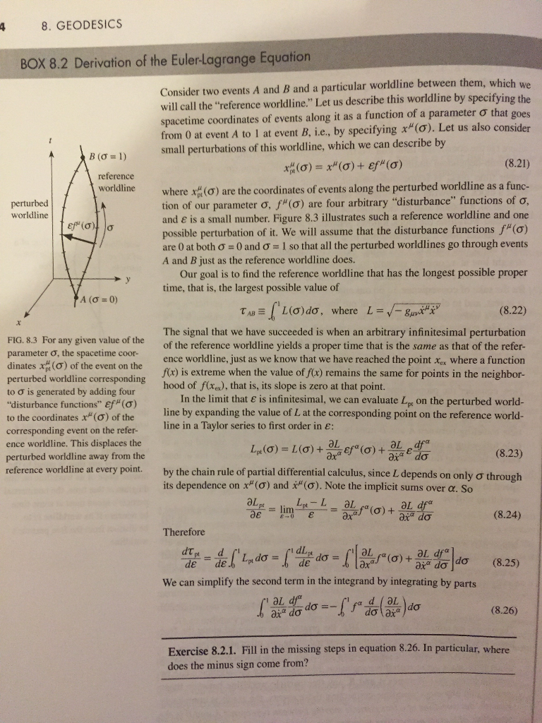 Solved 8 Geodesics Box 8 2 Derivation Of The Euler Lagrange