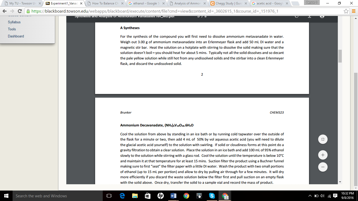 Solved D My TU Towson U × -E XY D How To Balance C: × G | Chegg.com