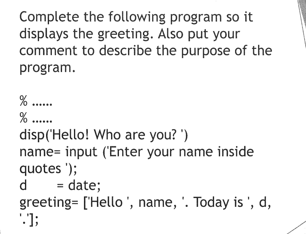 Solved Complete the following program so it displays the | Chegg.com