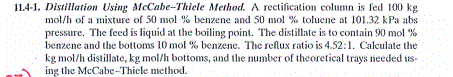 Solved 114-1. Distillation Using McCabe-Thiele Method. A | Chegg.com