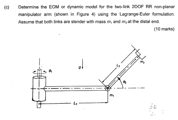 Solved Determine the EOM or dynamic model for the two-link | Chegg.com