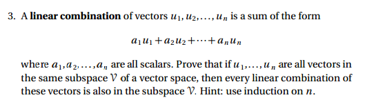 Solved A linear combination of vectors u1,u2,...,un is a sum | Chegg.com