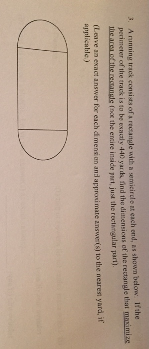 Solved A running track consists of a rectangle with a | Chegg.com